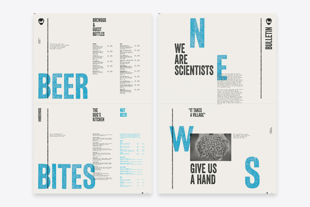Menu Design for Brewdog by O Street — BP&O